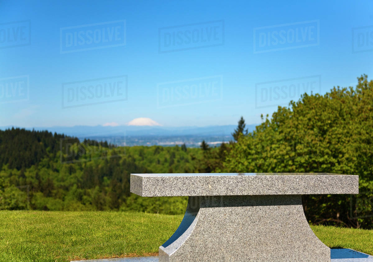 Bench at Mountain Overlook - Stock Photo - Dissolve