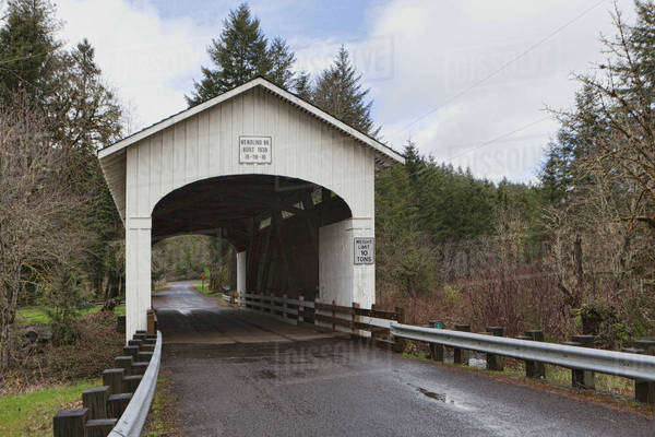 Wendling Covered Bridge, Circa 1938, over Mill Creek in Lane County ...