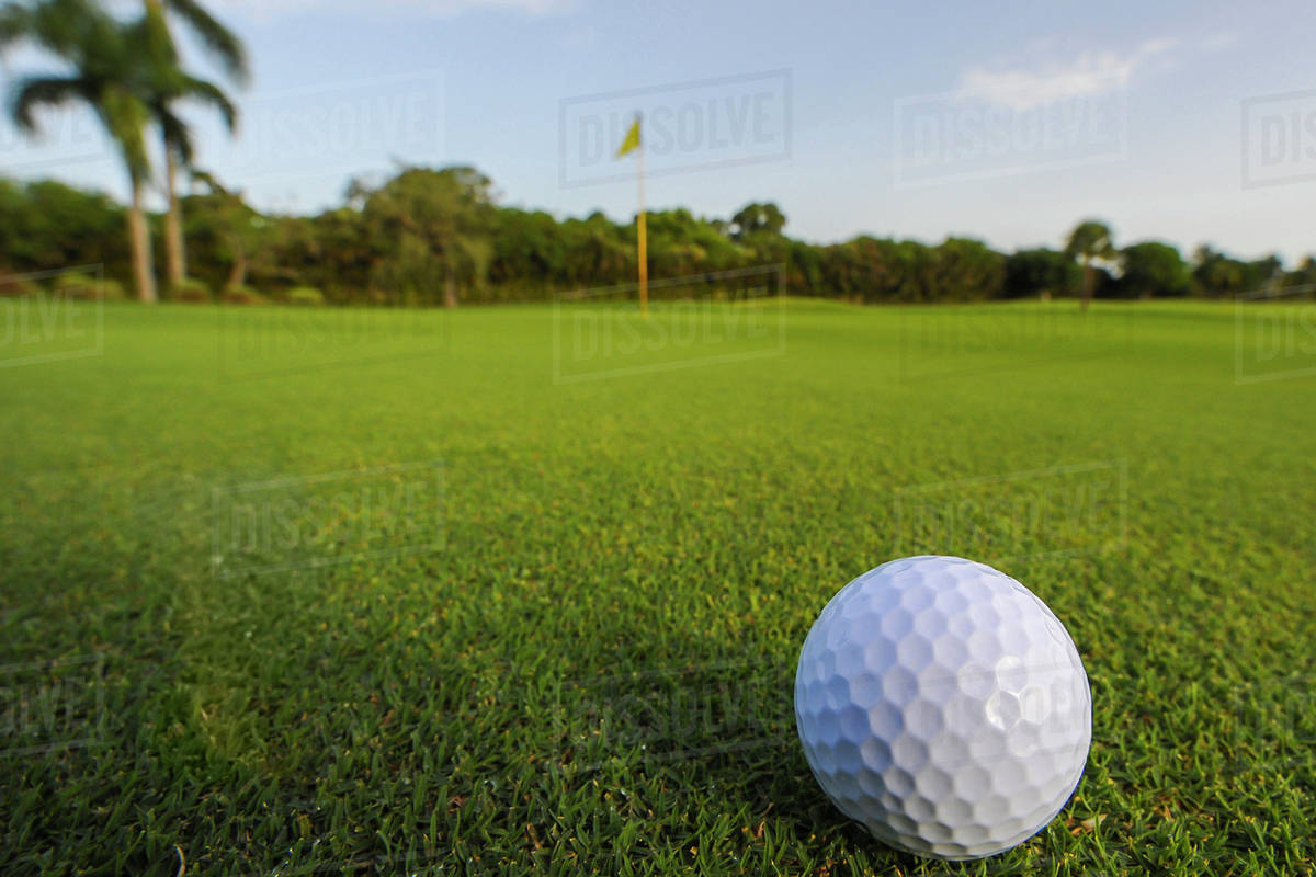Golf ball rolling on putting green - Royalty-free Stock Photo | Dissolve