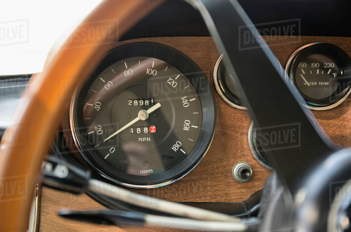 Close up of speedometer in retro Ferrari dashboard - Royalty-free Stock ...