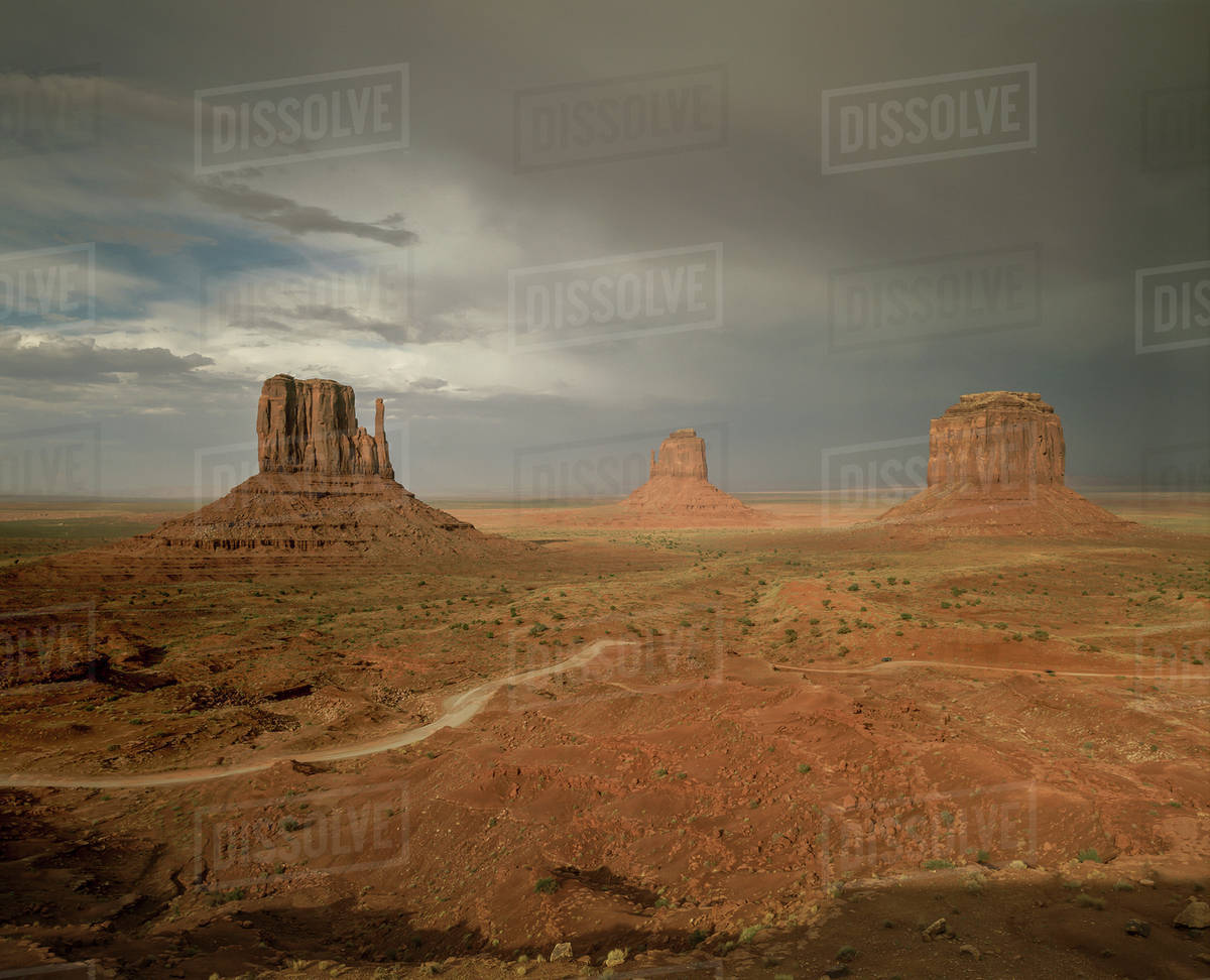 Rock formations in desert landscape, Monument Valley, Arizona, United ...