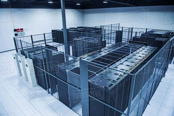 High angle view of technology in server room cage - Royalty-free Stock ...