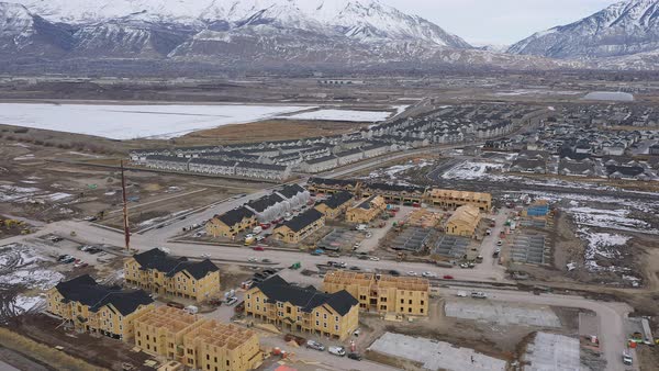 Aerial view of Utah Valley with housing growth to meet with the ...