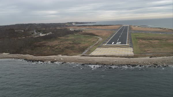 Approaching Elizabeth Field Airport, Fishers Island, New York. Shot in ...