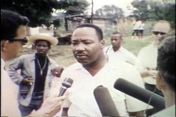 Martin Luther King Jr. being interviewed 1970s archival footage - Stock ...