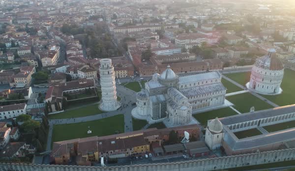 Aerial of leaning tower of Pisa - Stock Video Footage - Dissolve