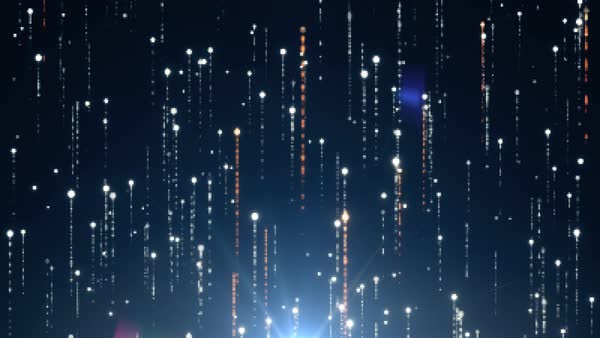 Abstract technology background with animation of fast flying flickering ...