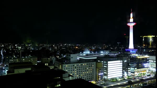 TIME LAPSE: Aerial view of Kyoto Tower, the tallest construction in the ...