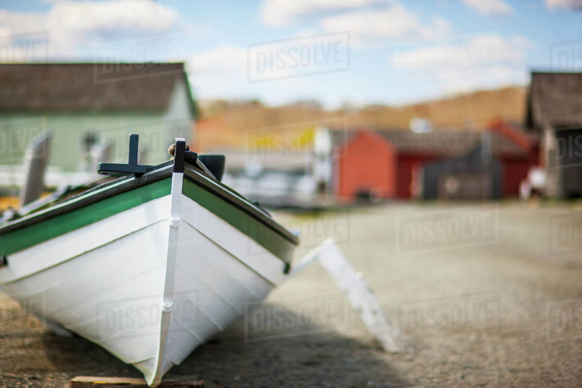 Row boat sitting in street - Royalty-free Stock Photo | Dissolve