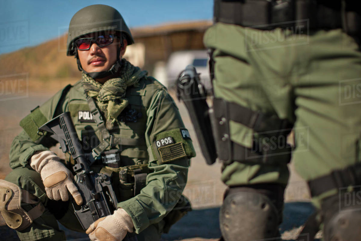 Male police officer at a training facility. - Royalty-free Stock Photo ...