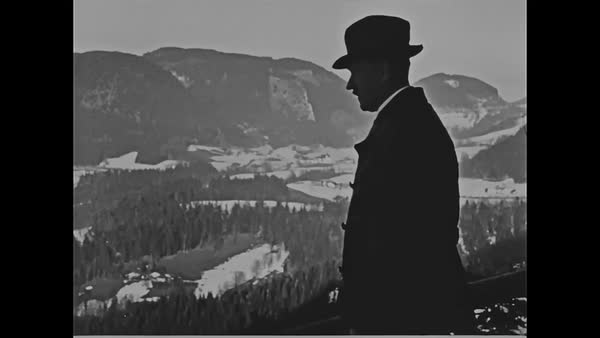 World War Two. Adolf Hitler in civil dress stand on lookout at his ...