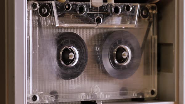 Cassette Tape playing in open tape recorder - 4K Royalty-free Stock ...