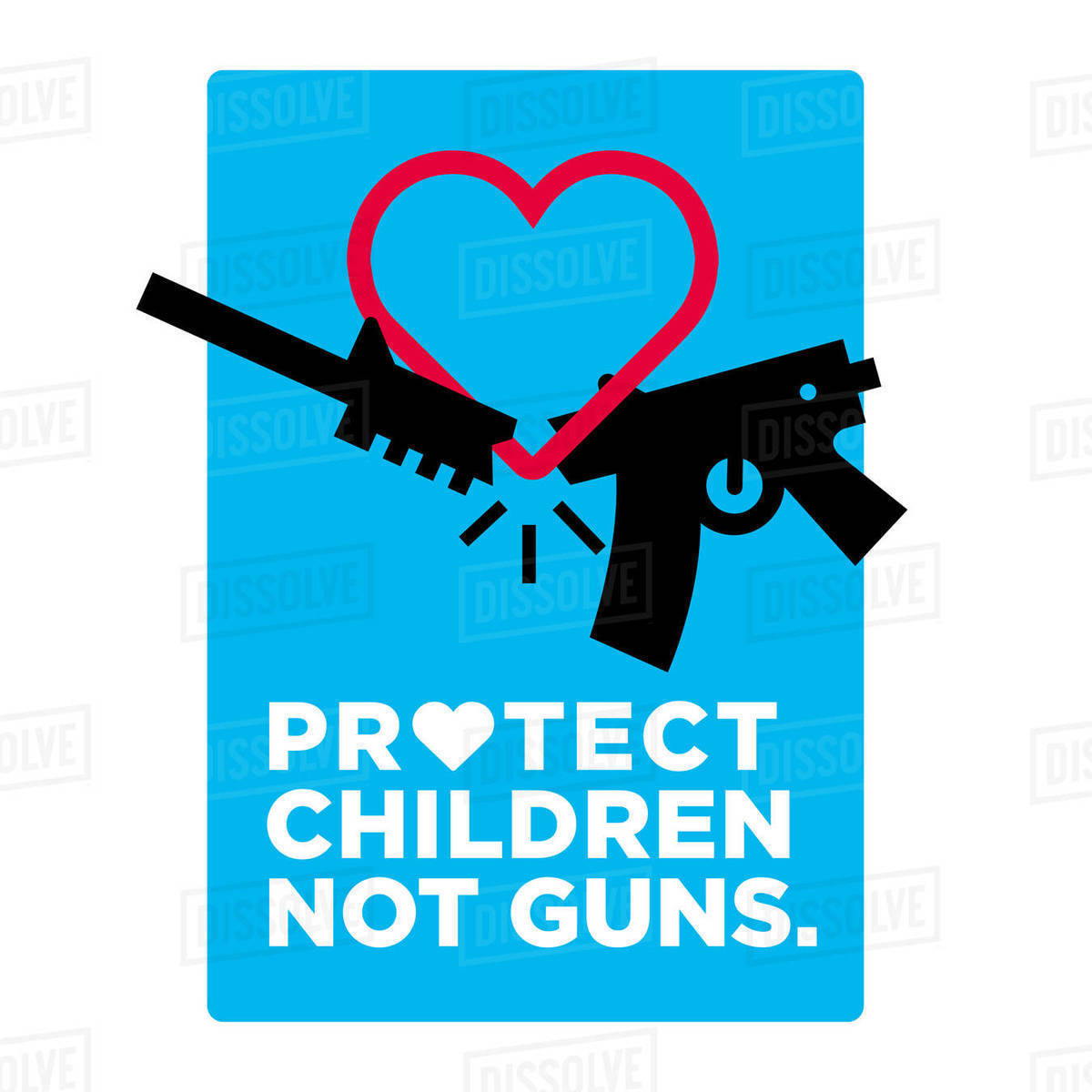 Illustration of anti gun and child protection - Stock Photo - Dissolve
