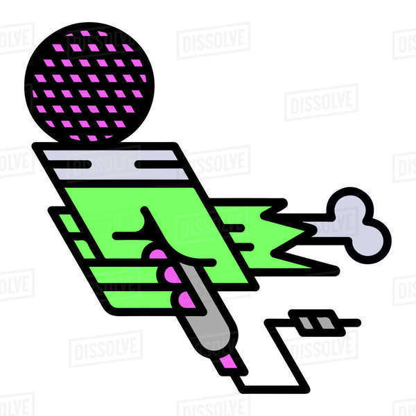 Illustration of zombie hand holding microphone against white background ...