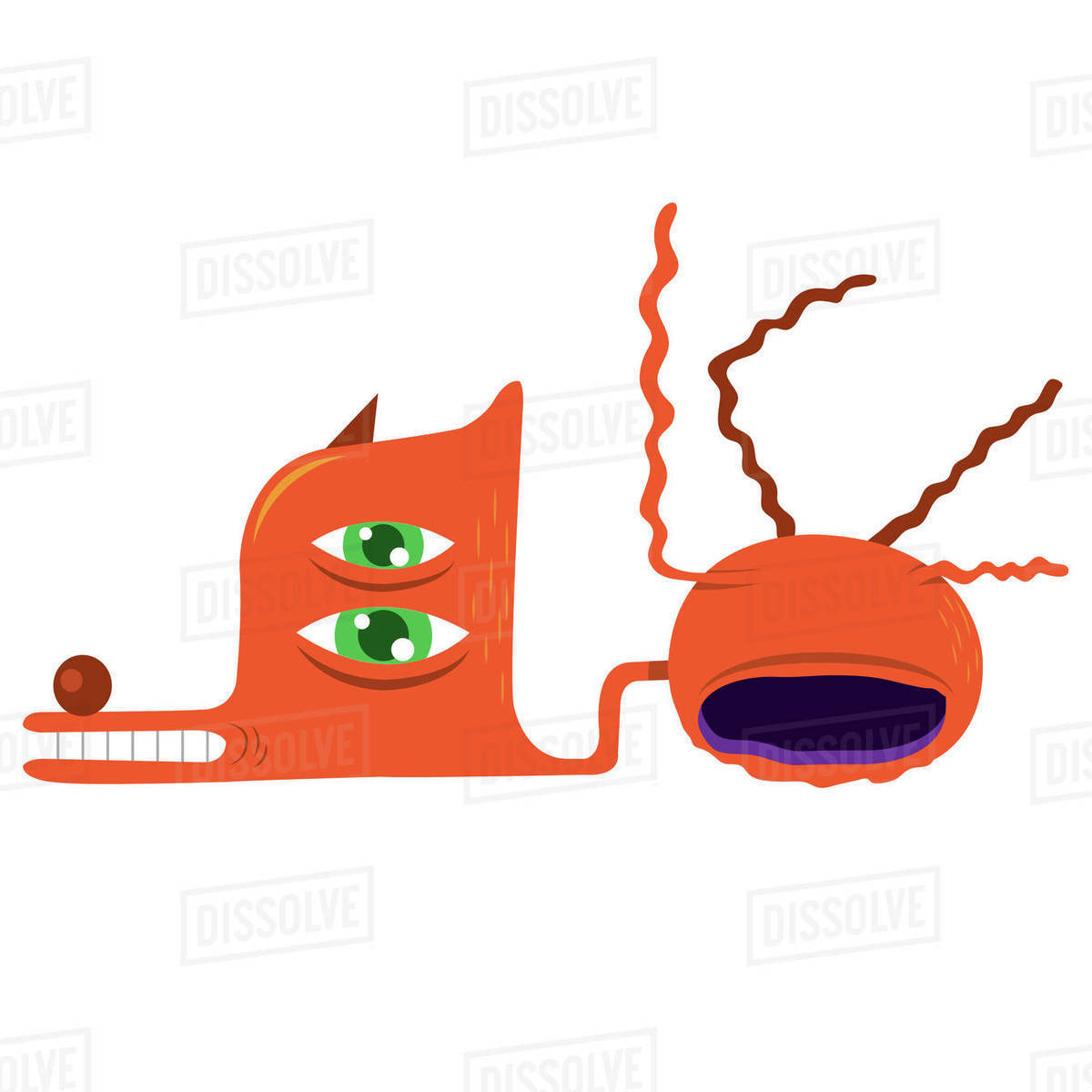 Cartoon illustration of dog monster against white background - Stock ...