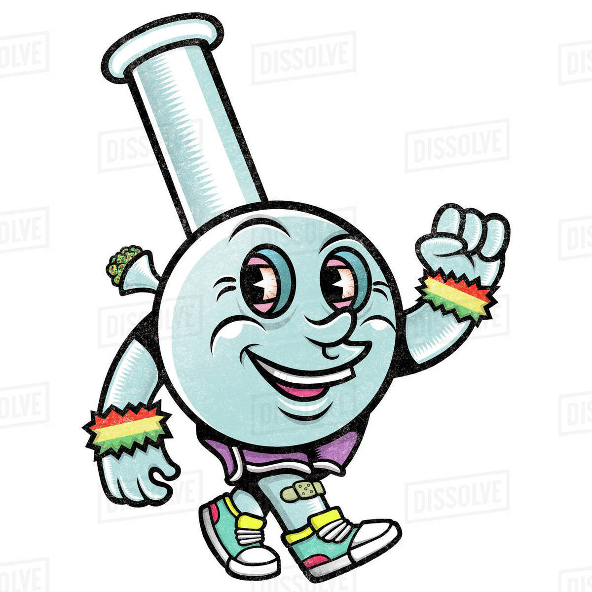 Cartoon illustration of bongman against white background - Stock Photo ...