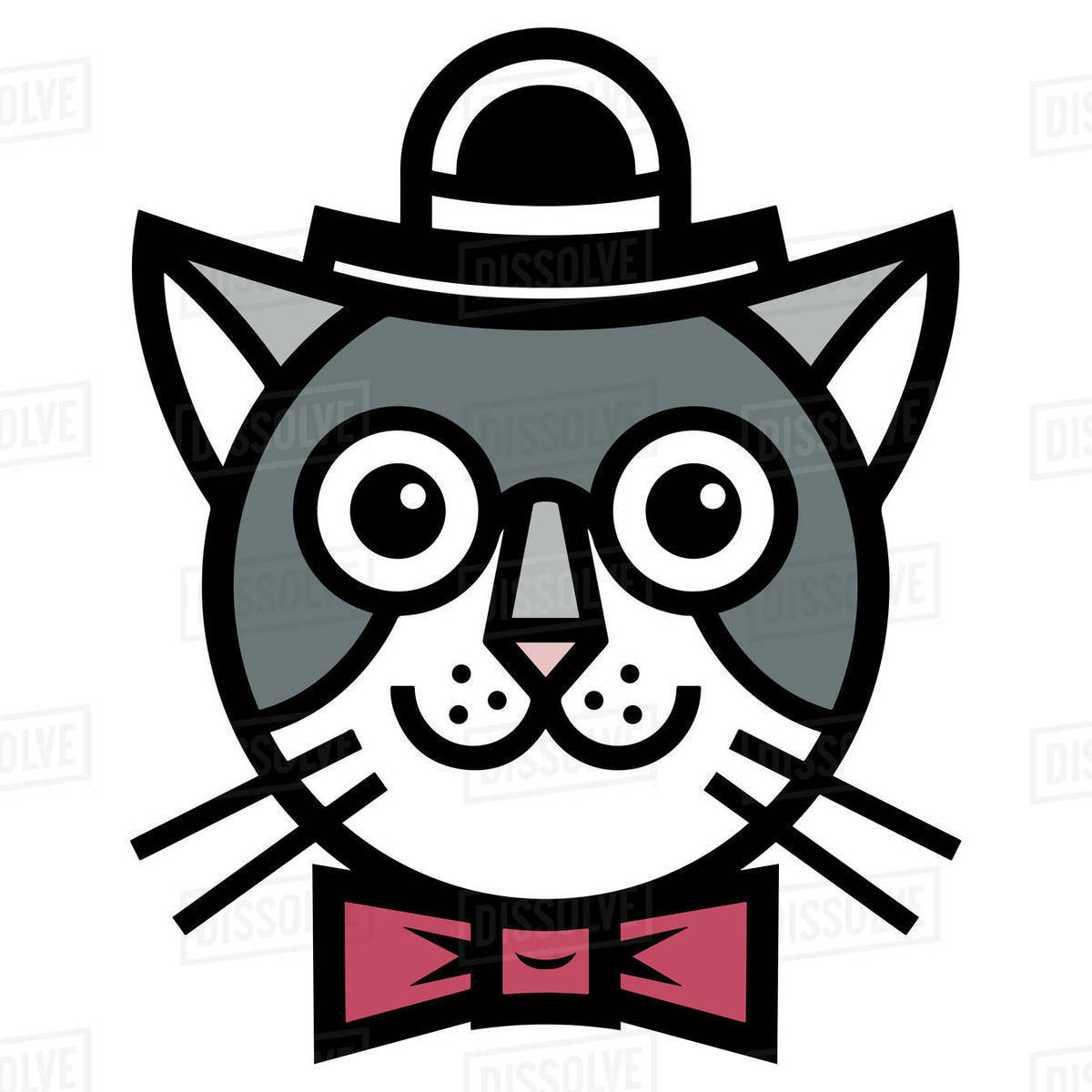 Cartoon illustration of a cat in hat isolated on white background ...