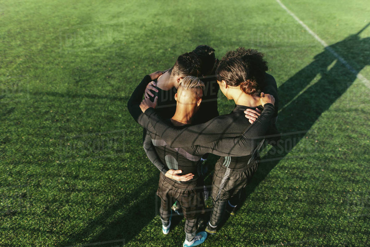 Five a side football team gathering before match. Young soccer team ...