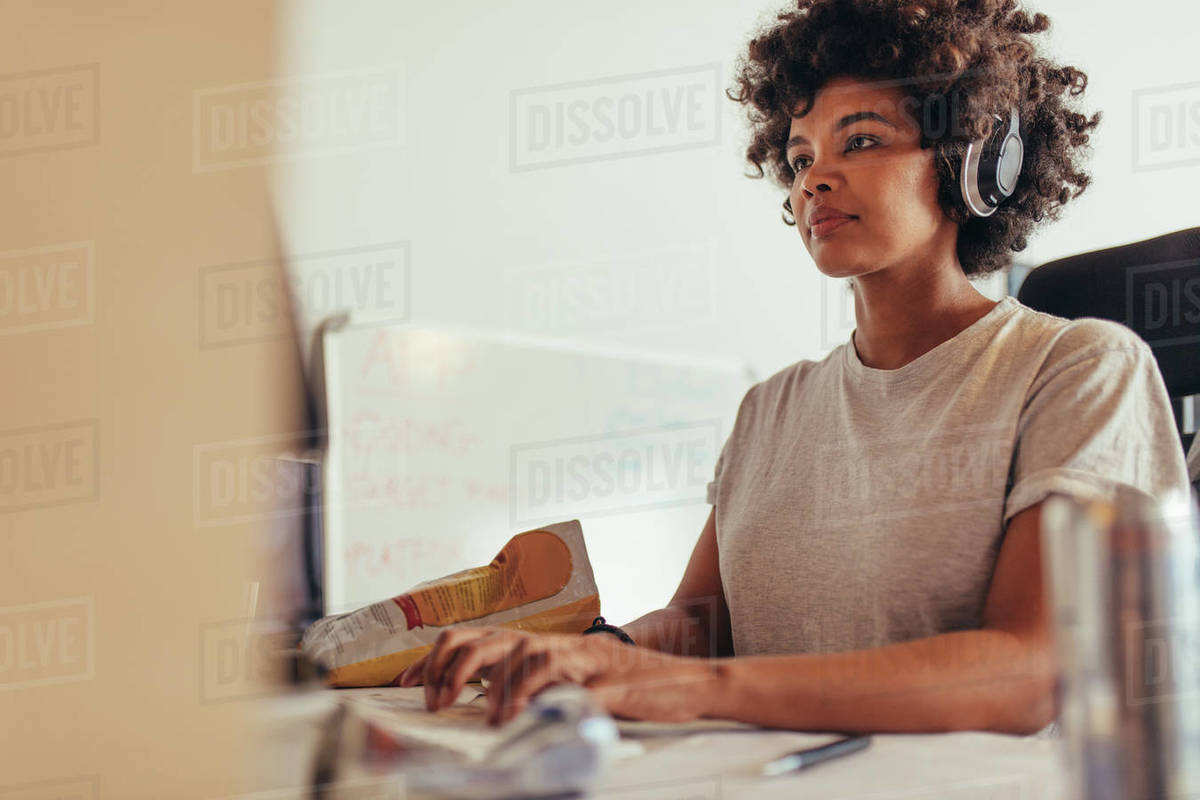 Female Programmer Typing Data Codes Working On Project In Software