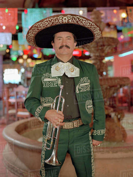 Hispanic mariachi musician holding trumpet - Royalty-free Stock Photo ...
