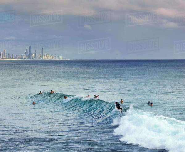 Horizontal, surfers, waves, sea, ocean, water, Surfers Paradise ...