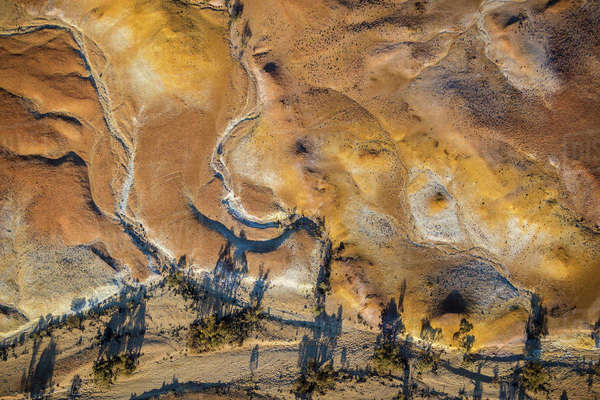 Birds eye view of Australian arid landscape from central South ...