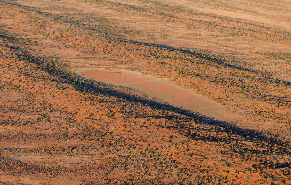 Abstract birds eye view of a dry arid landscape from central South ...