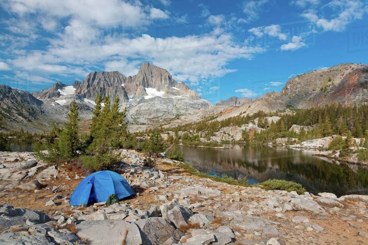 Reflection of mountains in a lake, Mt Ritter, Banner Peak, Garnet Lake ...