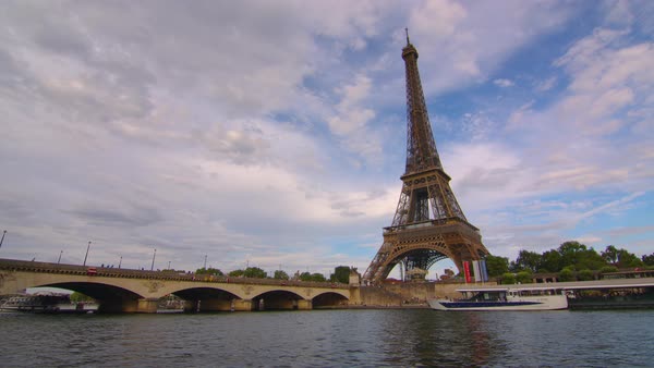 Eiffel Tower at sunset in summer. Neutral color video for edit. Most ...