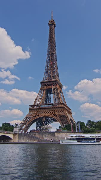 Vertical footage for story and reel of Eiffel Tower. The famous Paris ...