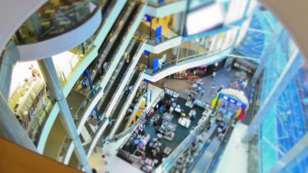 Mall Pedestrian Traffic Time Lapse Zoom Zooming very busy mall ...