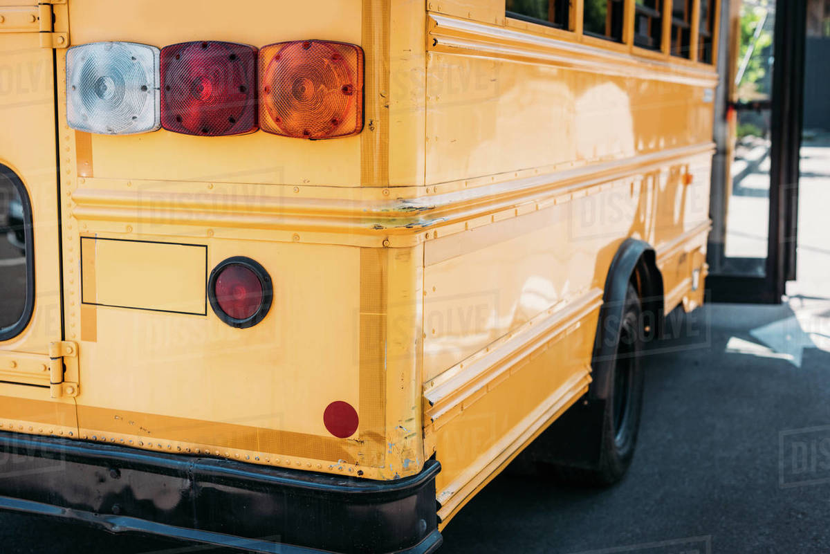 rear view of traditional american school bus - Royalty-free Stock Photo ...
