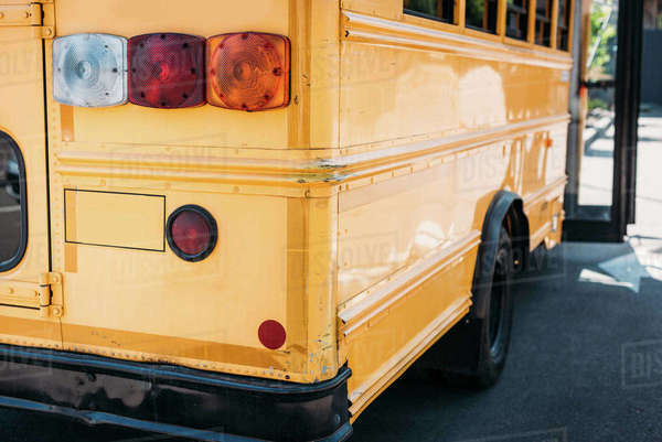 rear view of traditional american school bus - Royalty-free Stock Photo ...
