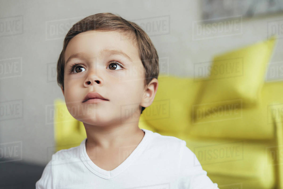 Portrait of adorable little boy at home - Royalty-free Stock Photo ...