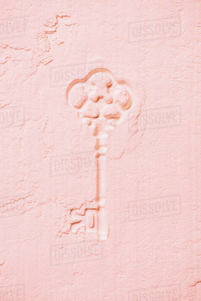 Shape of vintage key on light pink powder background - Stock Photo ...
