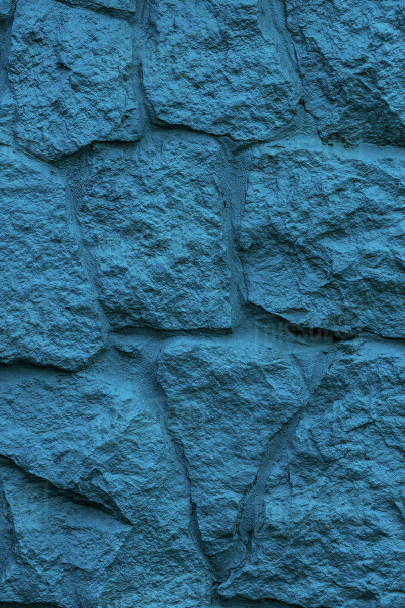 Full frame image of blue stone wall background - Stock Photo - Dissolve
