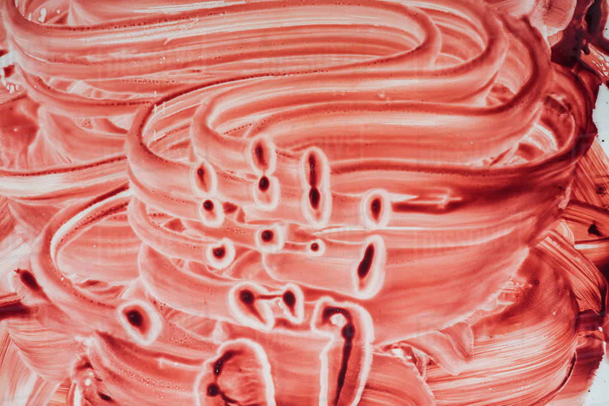 close-up shot of smeared blood texture with hand print for background ...