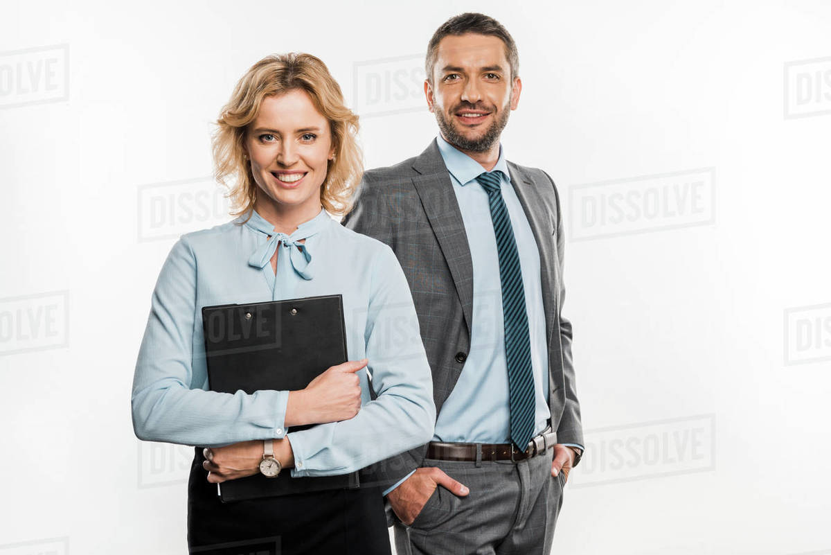 Professional business people in formal wear standing together and ...