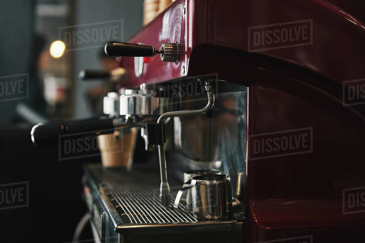 Close-up view of professional coffee machine in coffeehouse - Royalty ...