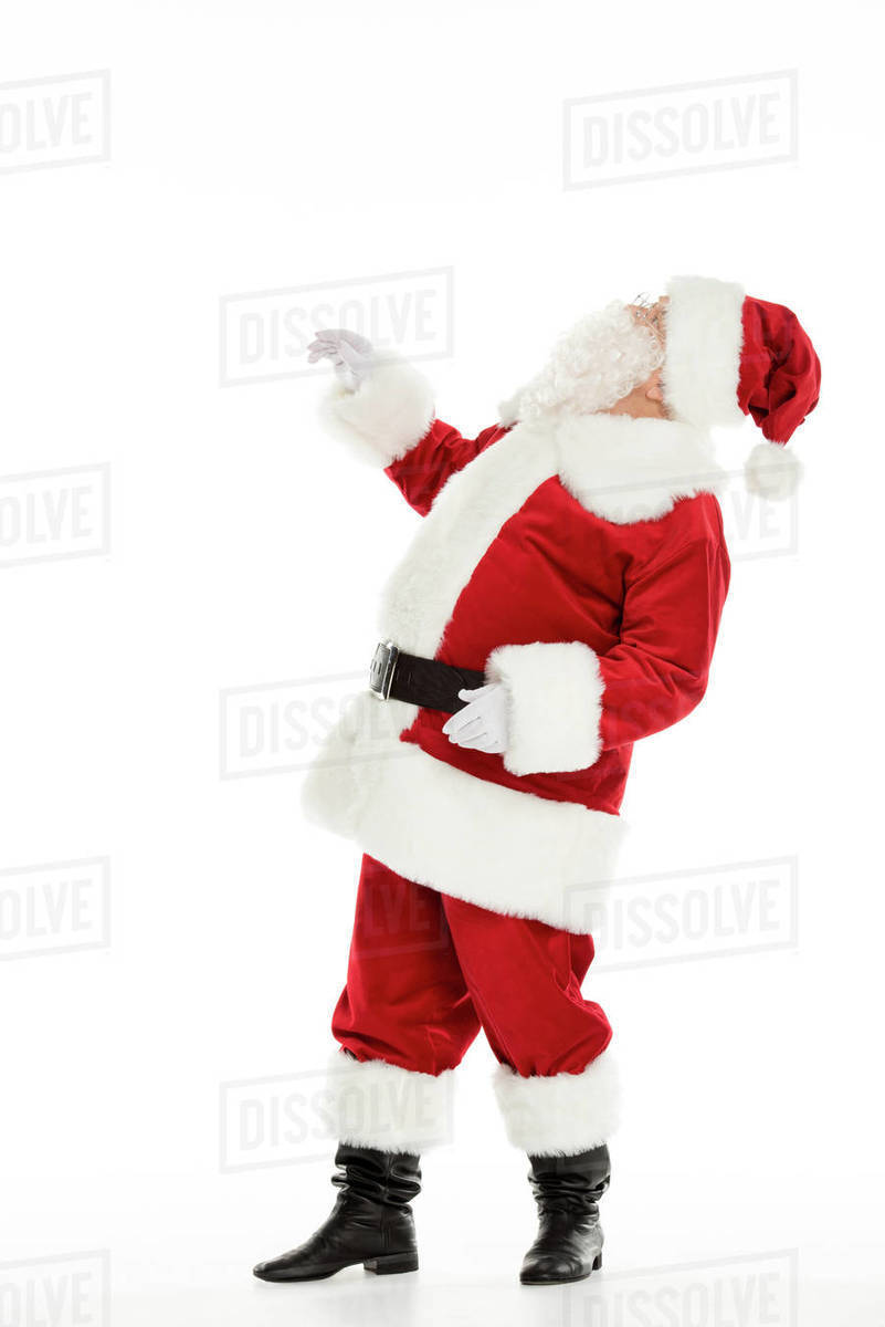 Side view of Santa Claus looking up isolated on white - Royalty-free ...