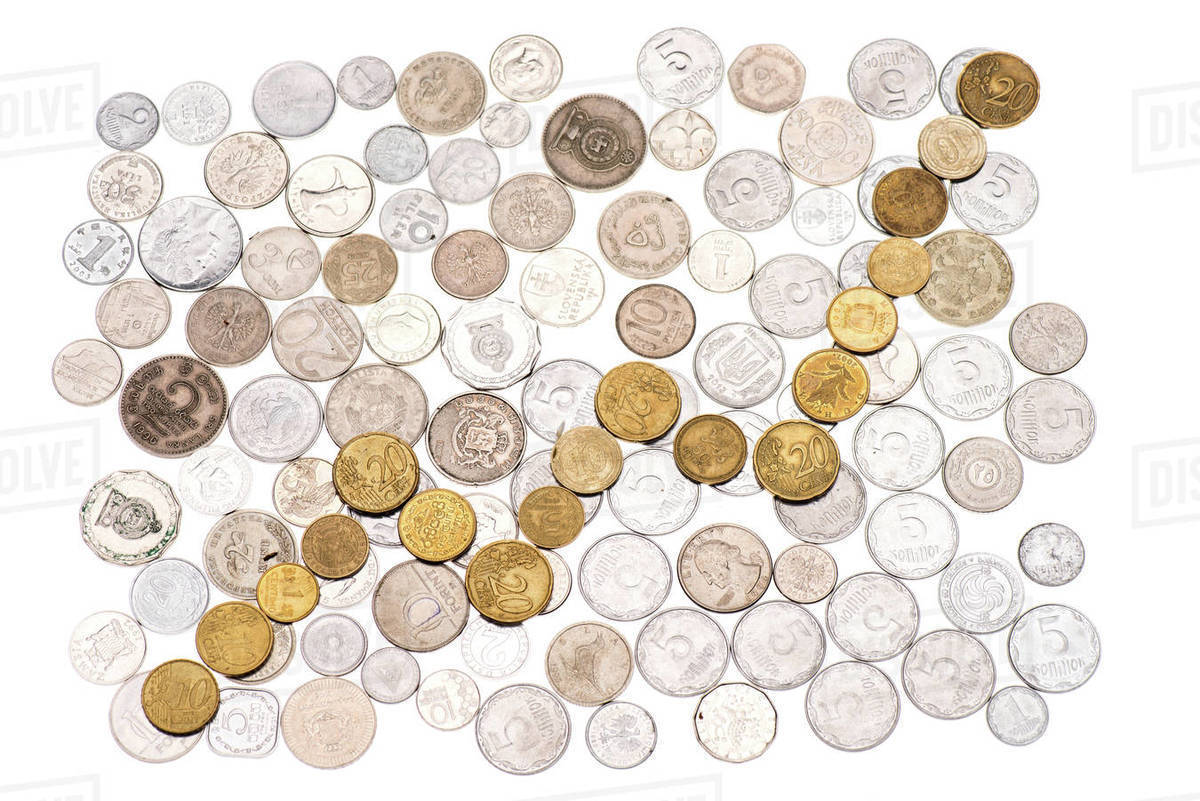 Top view of set of coins variety isolated on white - Royalty-free Stock ...