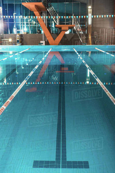Vertical view of lanes of a competition swimming pool - Stock Photo ...