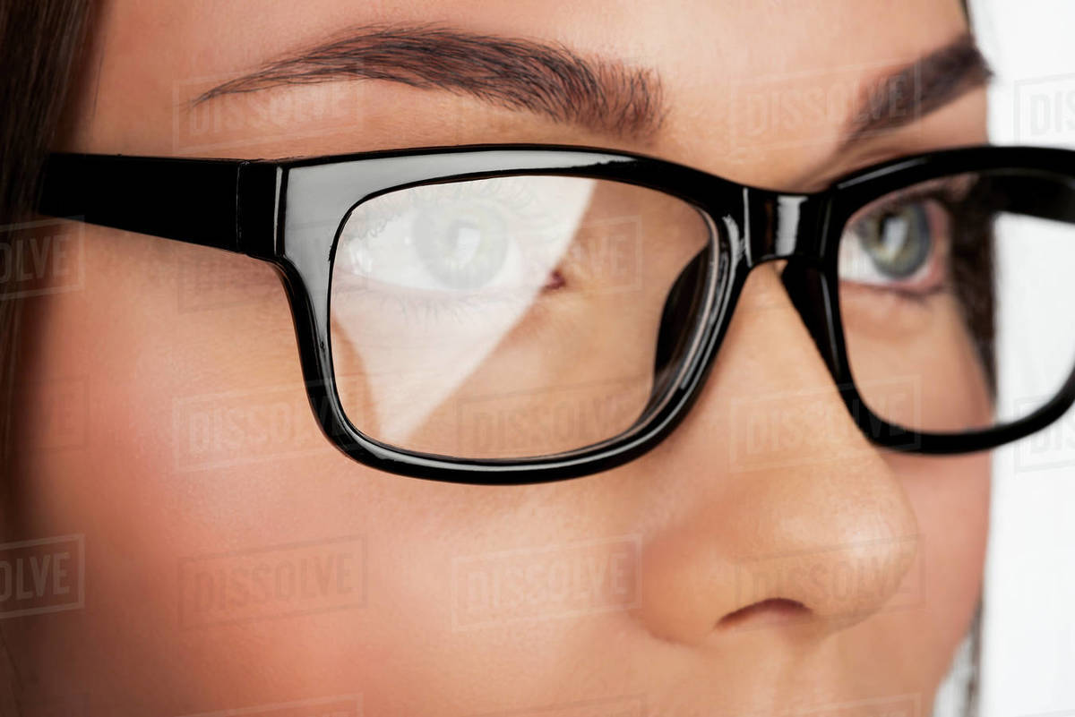Close-up portrait of beautiful young woman in eyeglasses - Royalty-free ...