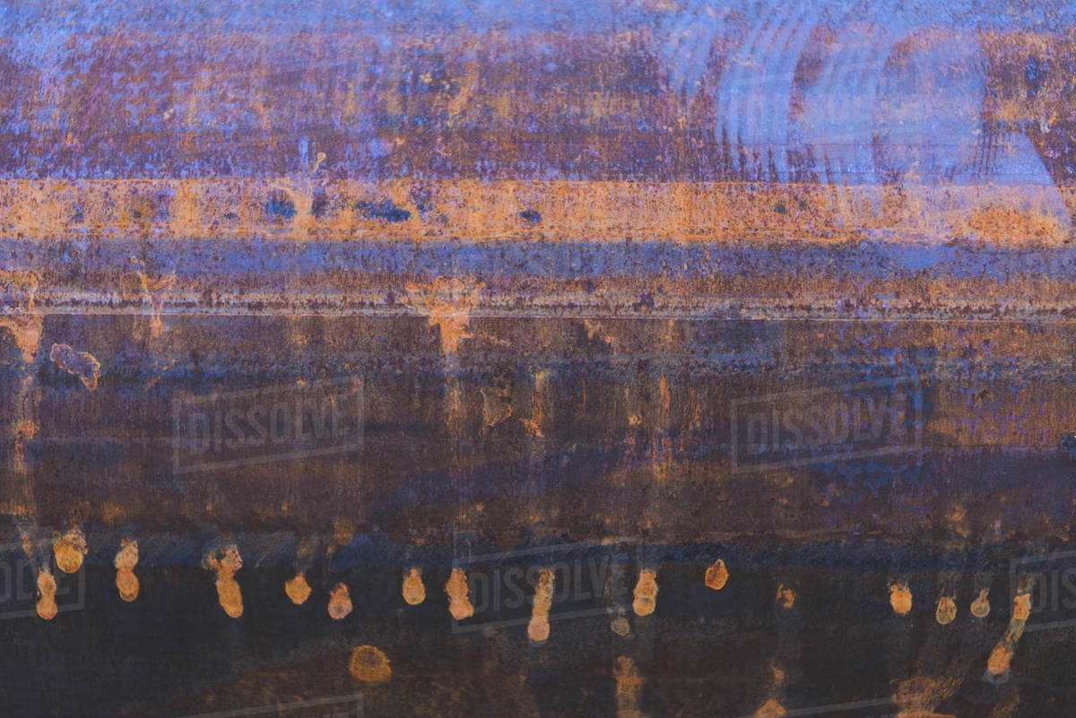 blank aged bright blue background with rust - Stock Photo - Dissolve