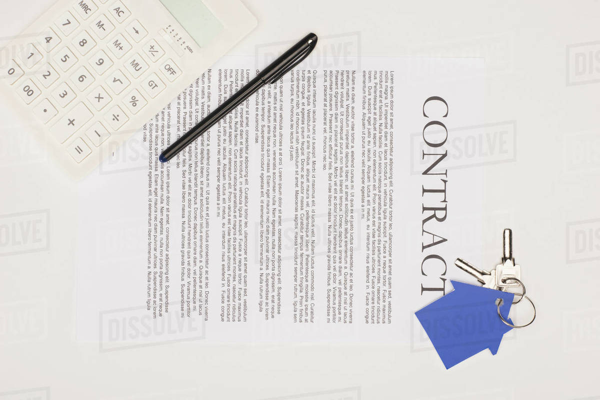 top view of contract, house buying concept isolated on white - Royalty ...