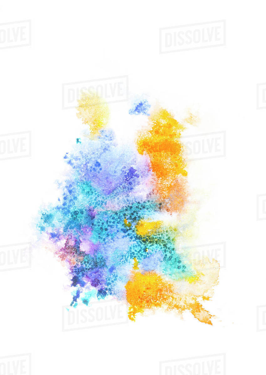 Abstract painting with bright colorful paint spots on white - Royalty ...