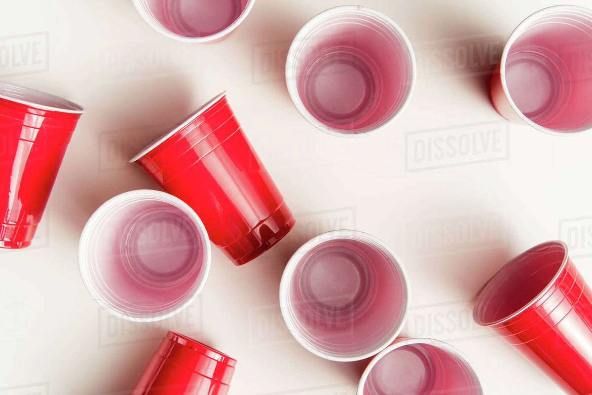 Top view of plastic disposable cups isolated on white - Royalty-free ...