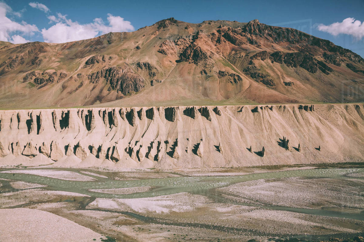 majestic natural formations and mountain river in Indian Himalayas ...