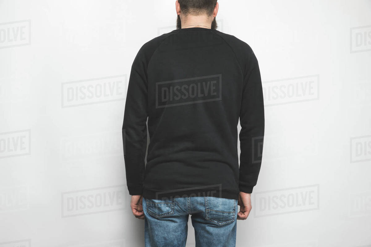 Back view of man in black sweatshirt isolated on white - Royalty-free ...