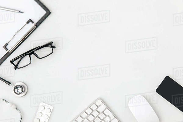 Different objects scattered isolated on white background - Stock Photo ...